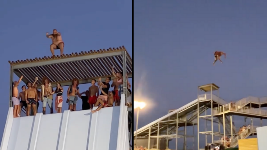 Man shows aftermath of crazy waterslide jump which went viral - TrendRadars