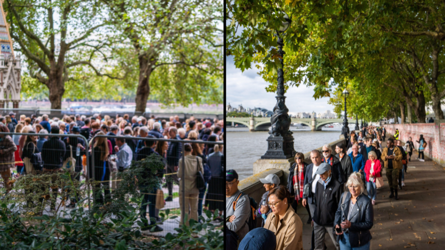 Royal fans queueing to queue to see the Queen's coffin is being called ...