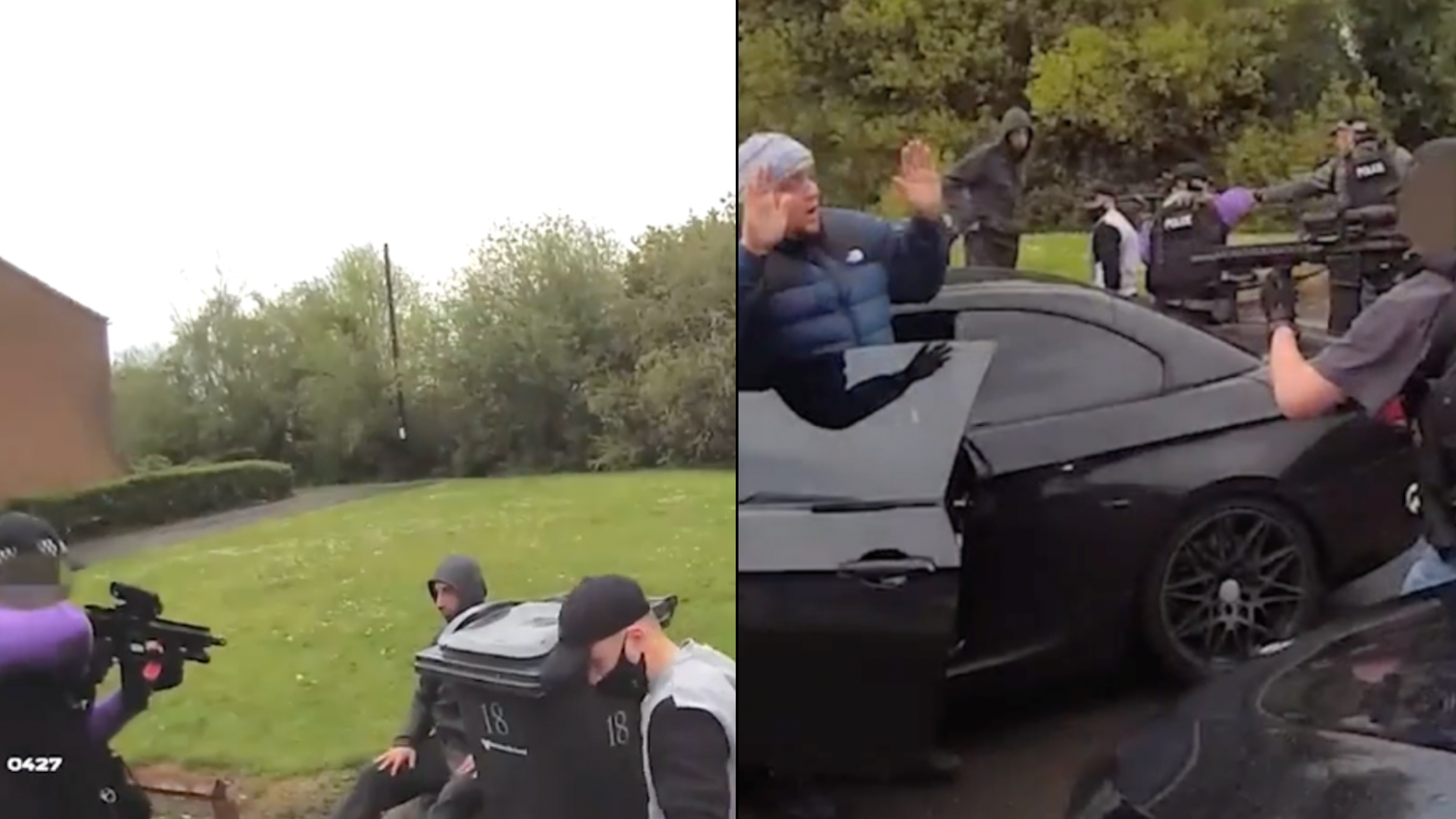 Tense Moment British Fbi Swoop On Weapons Gang And Hold Them At