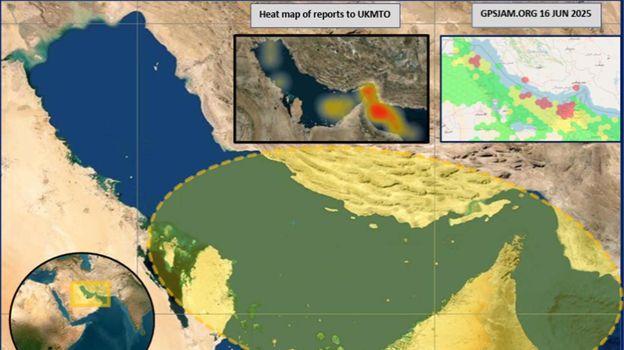 Warning to ships of electronic interference in the Strait of Hormuz