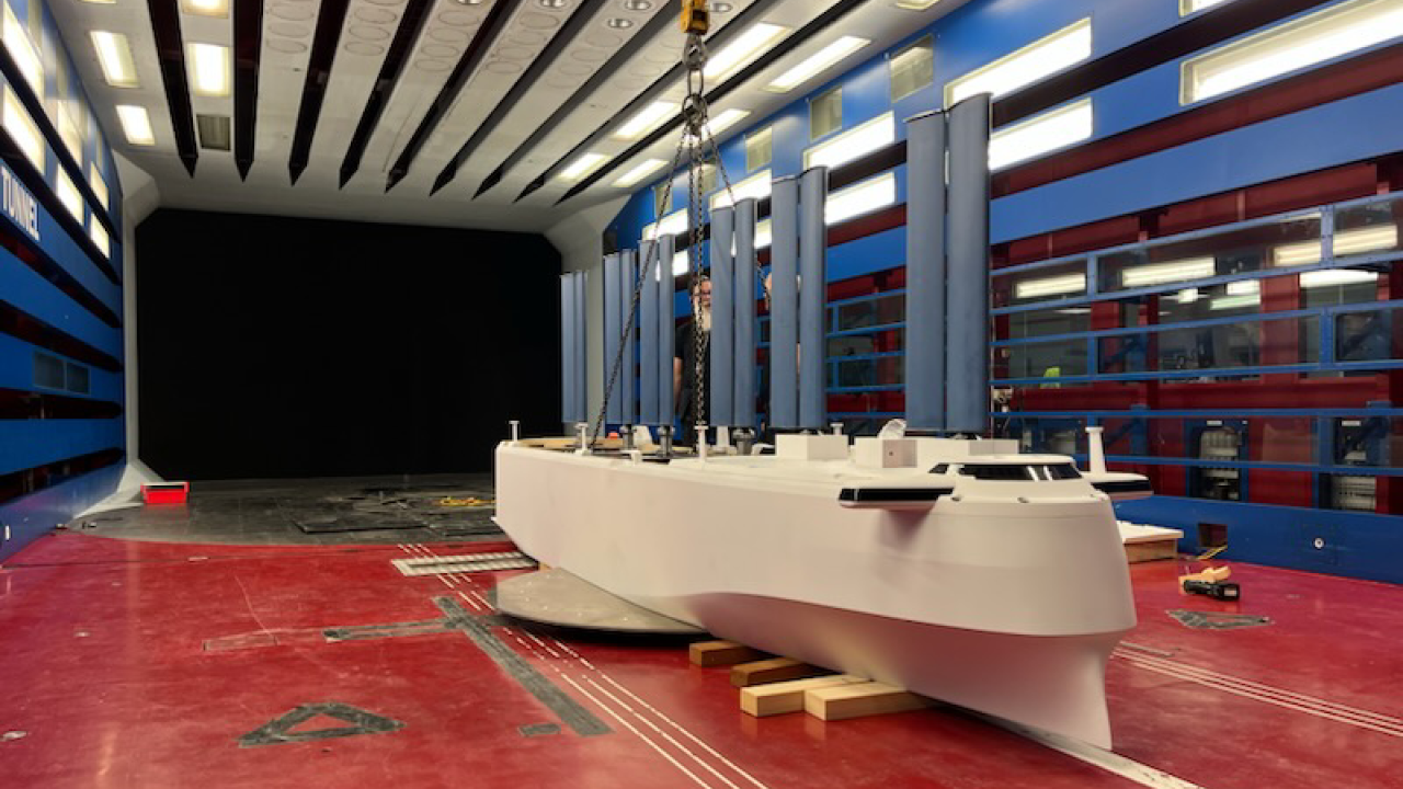 Wind-powered PCTC design tested in 250km/h wind tunnel