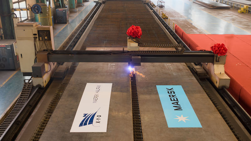 First steel cut on Maersk methanol dual-fuel container ship retrofit