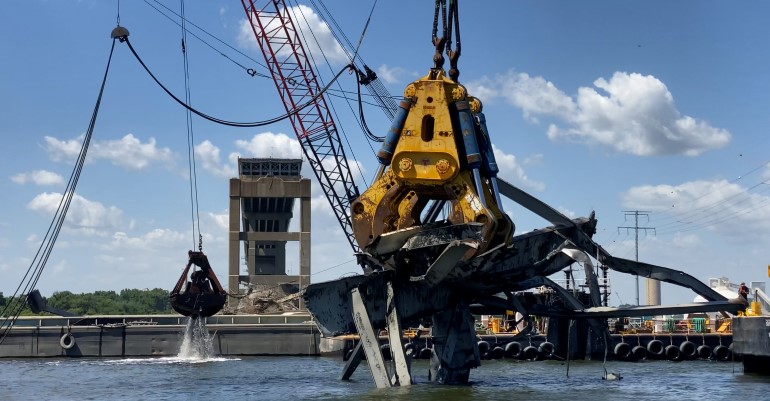 In pictures: Baltimore clean up continues after Dali's relocation