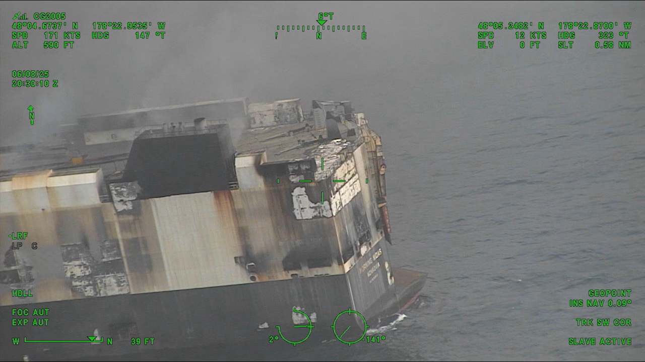 Salvors reach burning car carrier Morning Midas