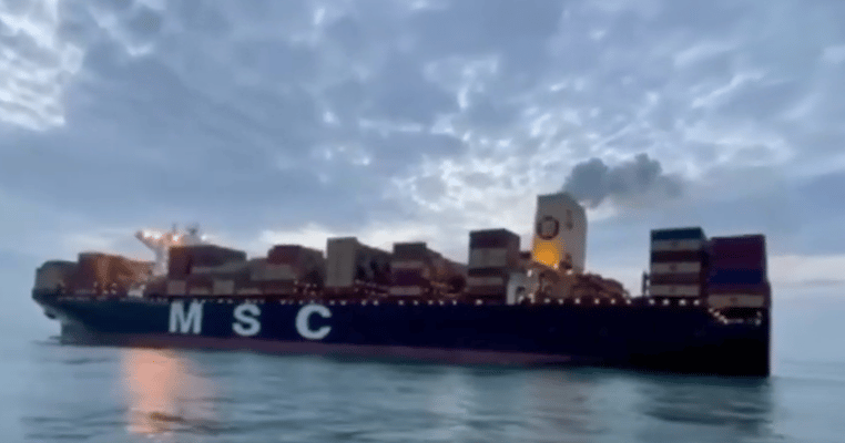 MSC containership grounds in Singapore Strait