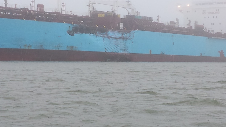 Photos: Maersk chemical tanker in collision and spill, shuts Houston