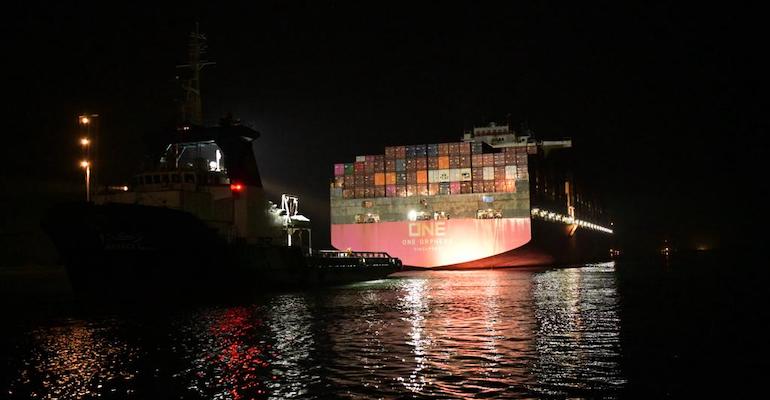 ONE containership resumes voyage after Suez Canal collision