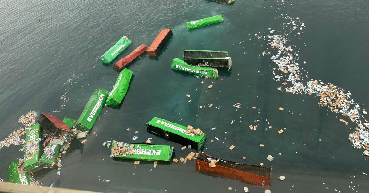 Evergreen ship loses 50 boxes overboard