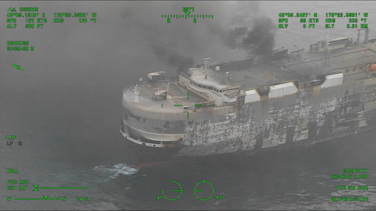 Fire ravaged Morning Midas sinks in North Pacific