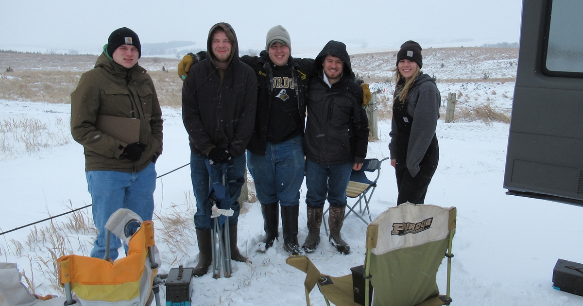 Purdue students brave snow to judge soils