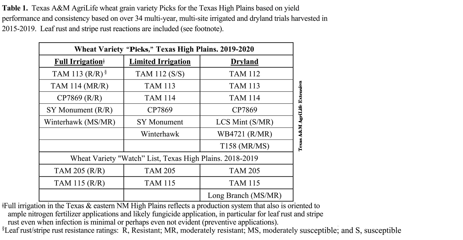 Wheat "Top Picks" list released