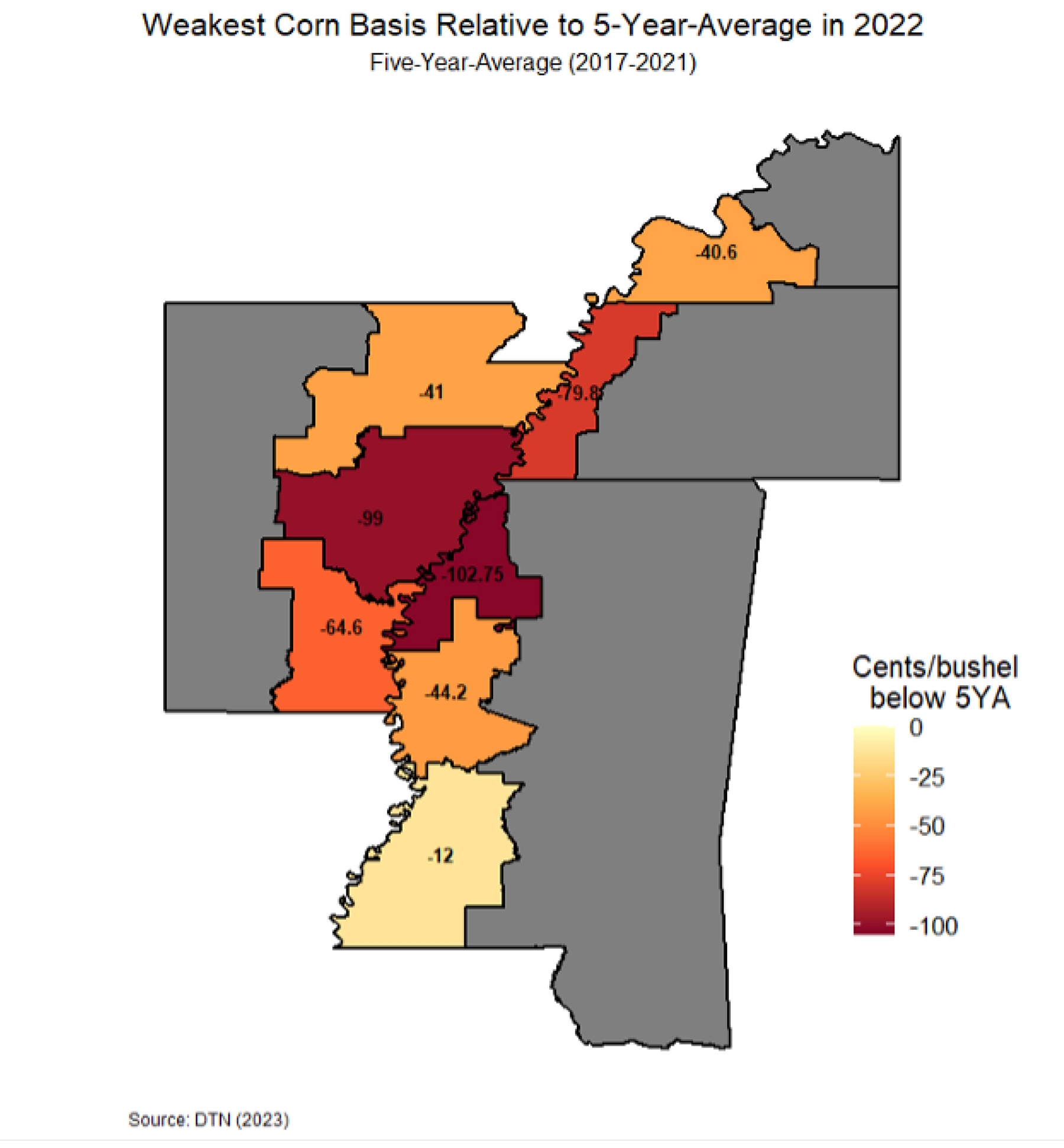 Low river levels, barge freight, and widening basis