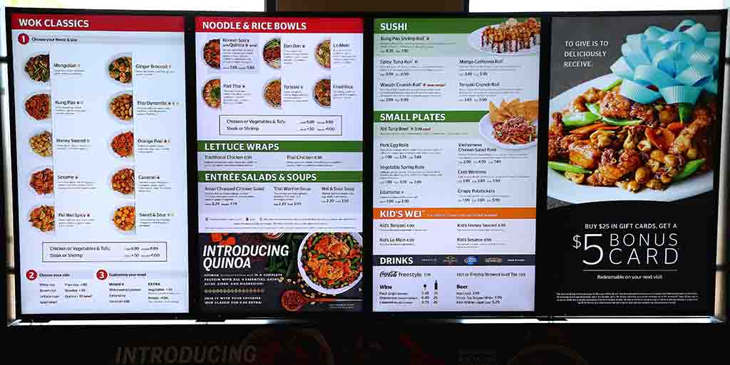 Pei Wei Sushi Menu