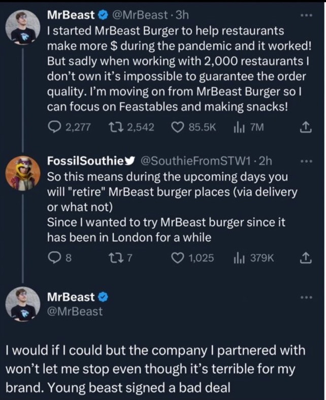 MrBeast has allegedly stepped back from MrBeast Burger