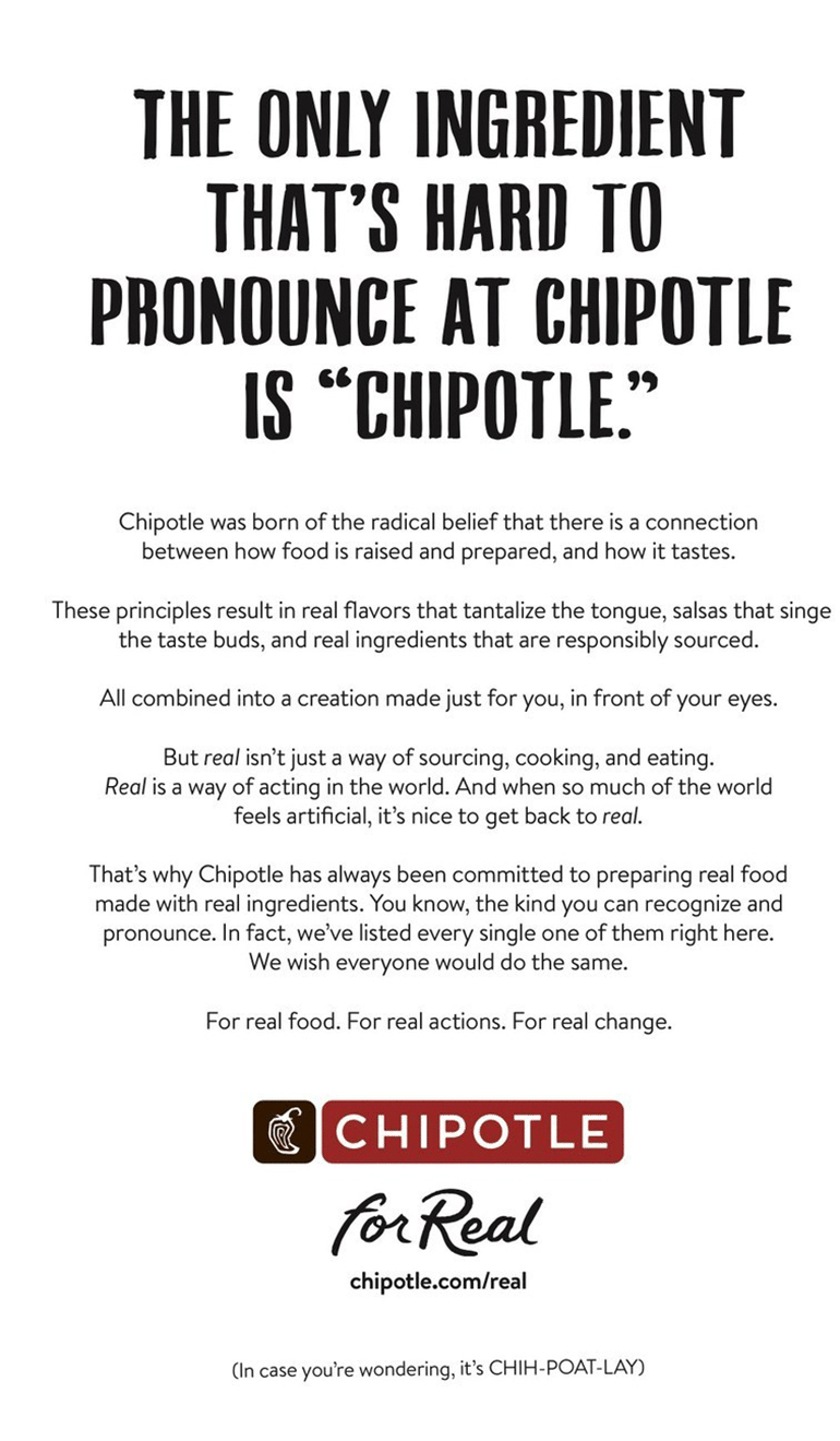 Chipotle’s “For Real” campaign highlights 51 ingredients