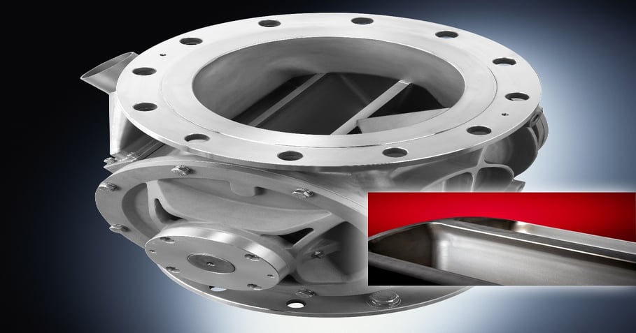 Low-Leakage Rotary Valve for Pneumatic Conveying of Granular and Powde