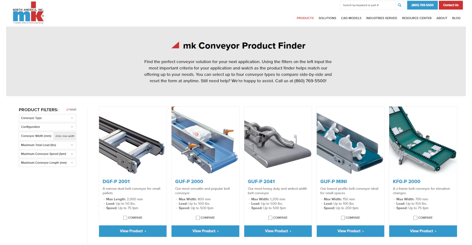 Online Conveyor Product Finder Tool Unveiled