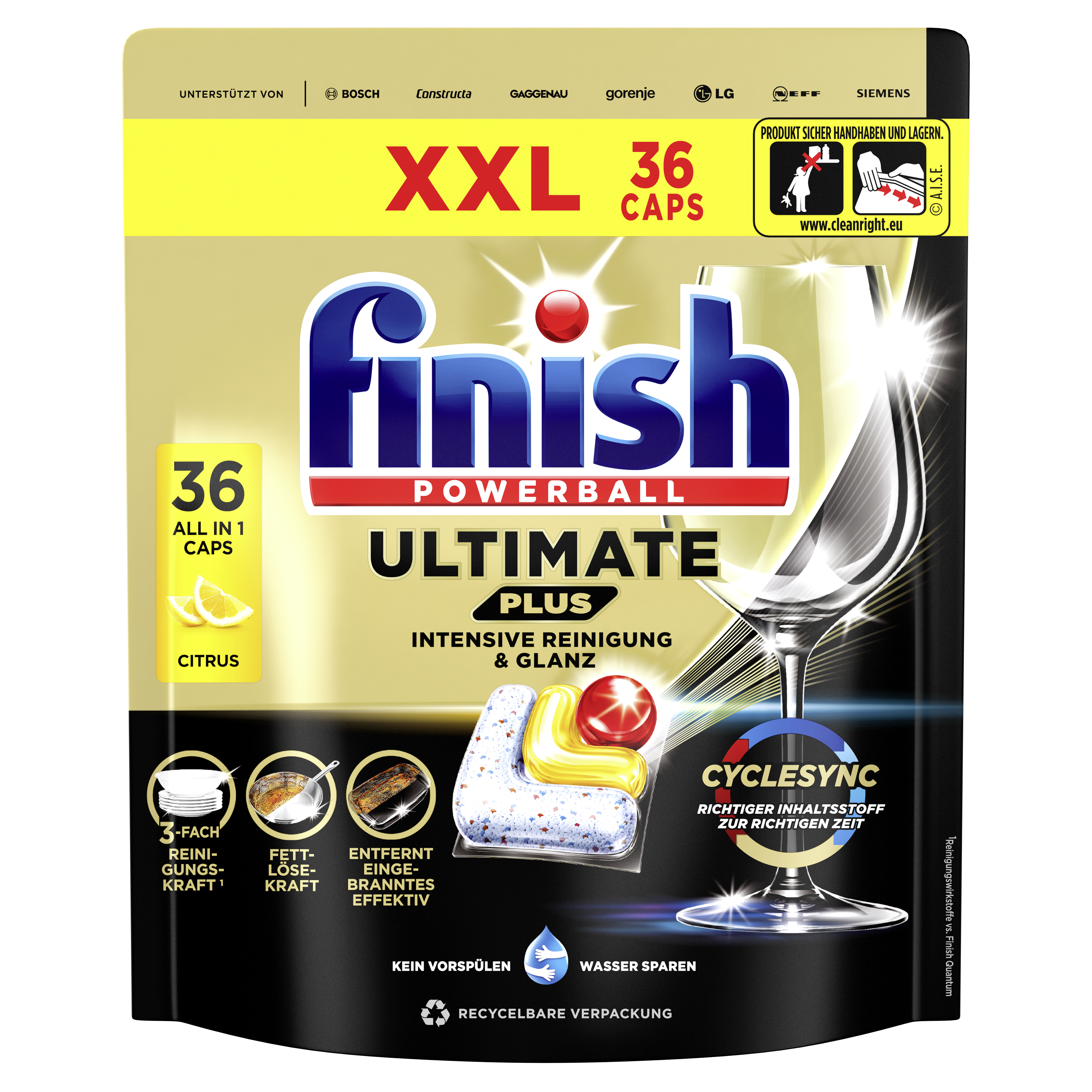 Finish Ultimate Plus All in 1 Spülmaschinentabs 36 Caps Citrus | Finish ...