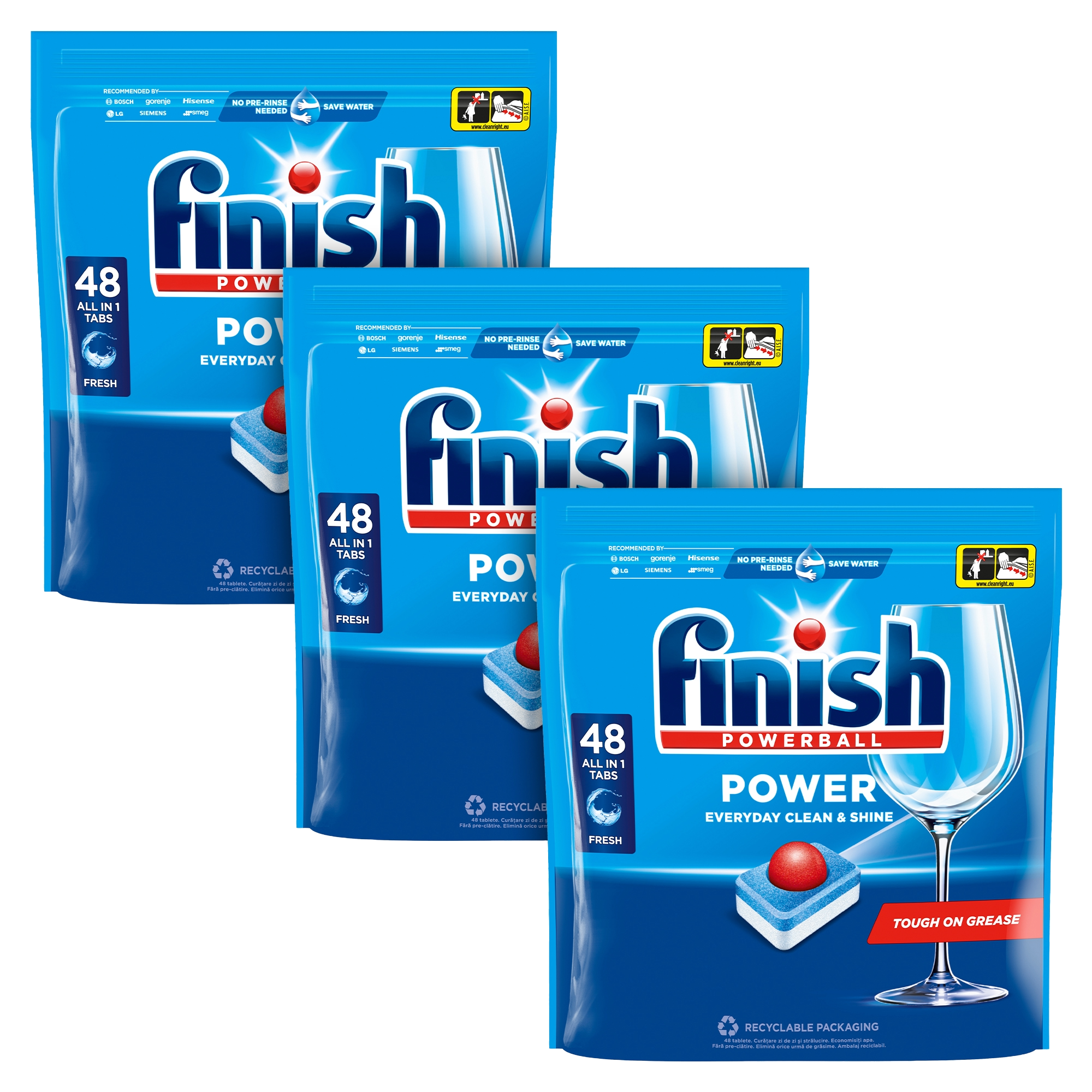 Finish Power All in 1 Fresh, 3 x 48 tablete | Finish® RO