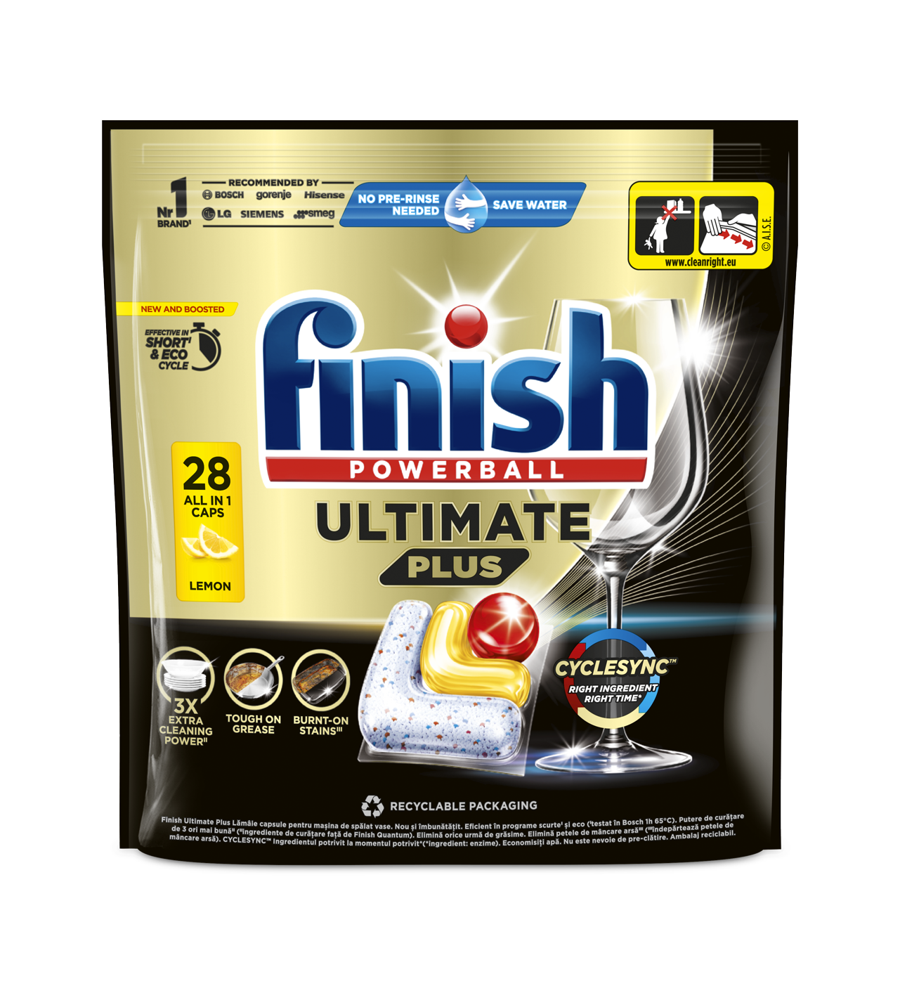Finish Ultimate Plus Lemon, 28 capsule | Finish® RO