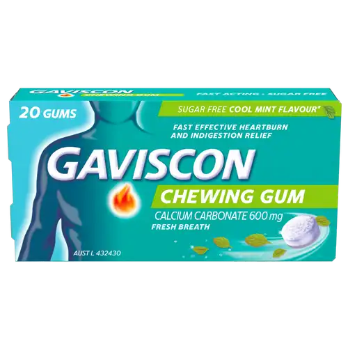 Gaviscon Chewing Gum 20 Pack - Fast Relief | Gaviscon AU