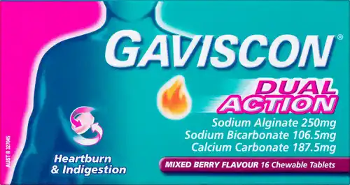 Gaviscon Dual Action Mixed Berry Tablets | Gaviscon AU